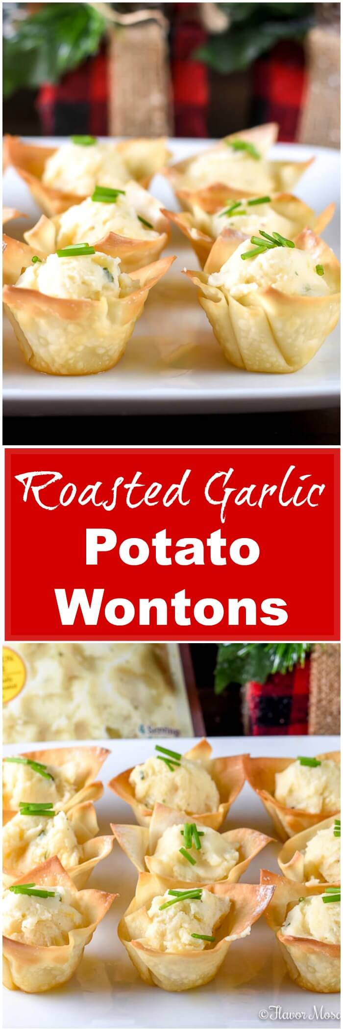 Roasted Garlic Potato Wonton Cups - Flavor Mosaic