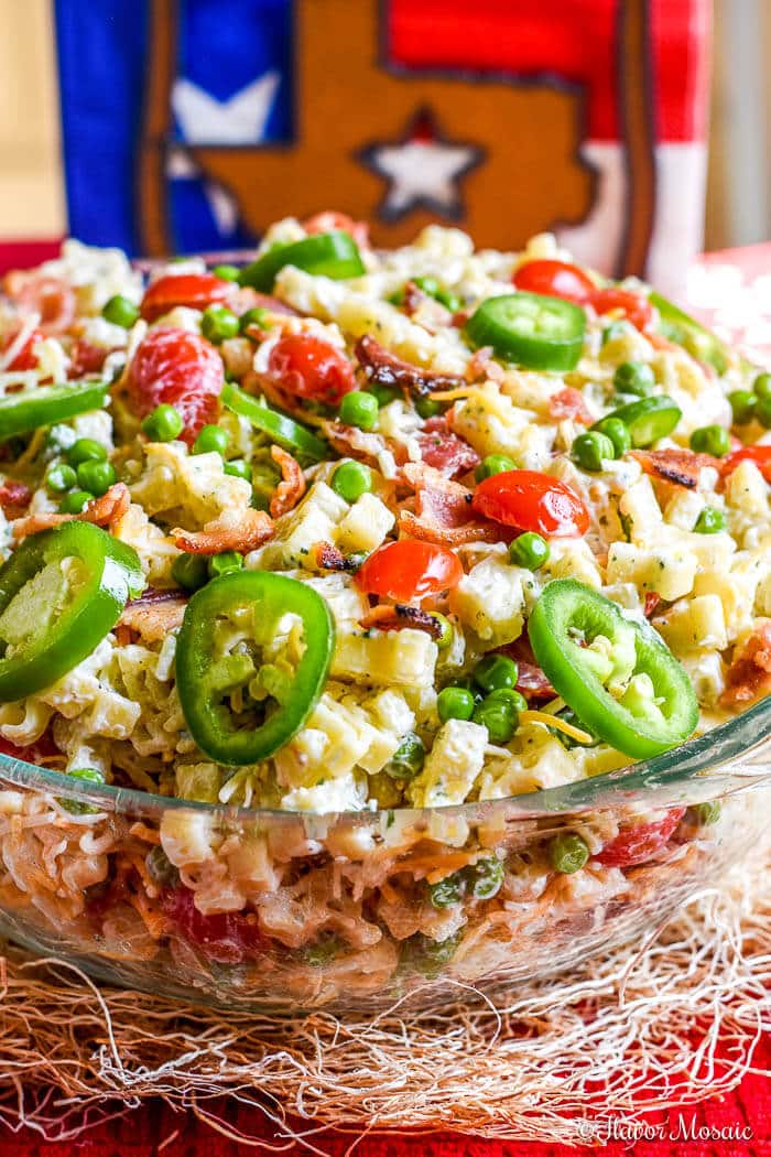Bacon Ranch Pasta Salad Texas Style - Flavor Mosaic