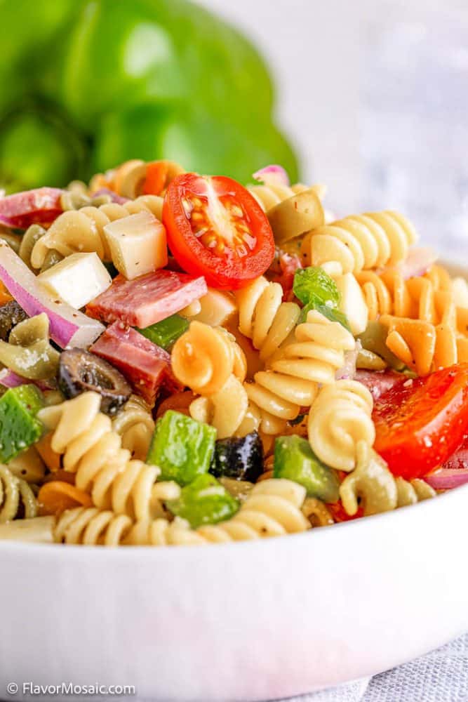 Tri Color Rotini Pasta Salad - Flavor Mosaic