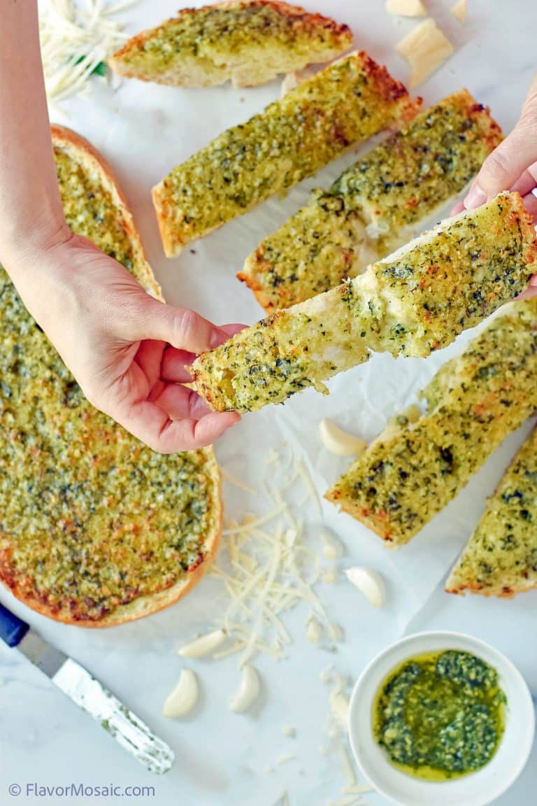Pesto Garlic Bread - Flavor Mosaic