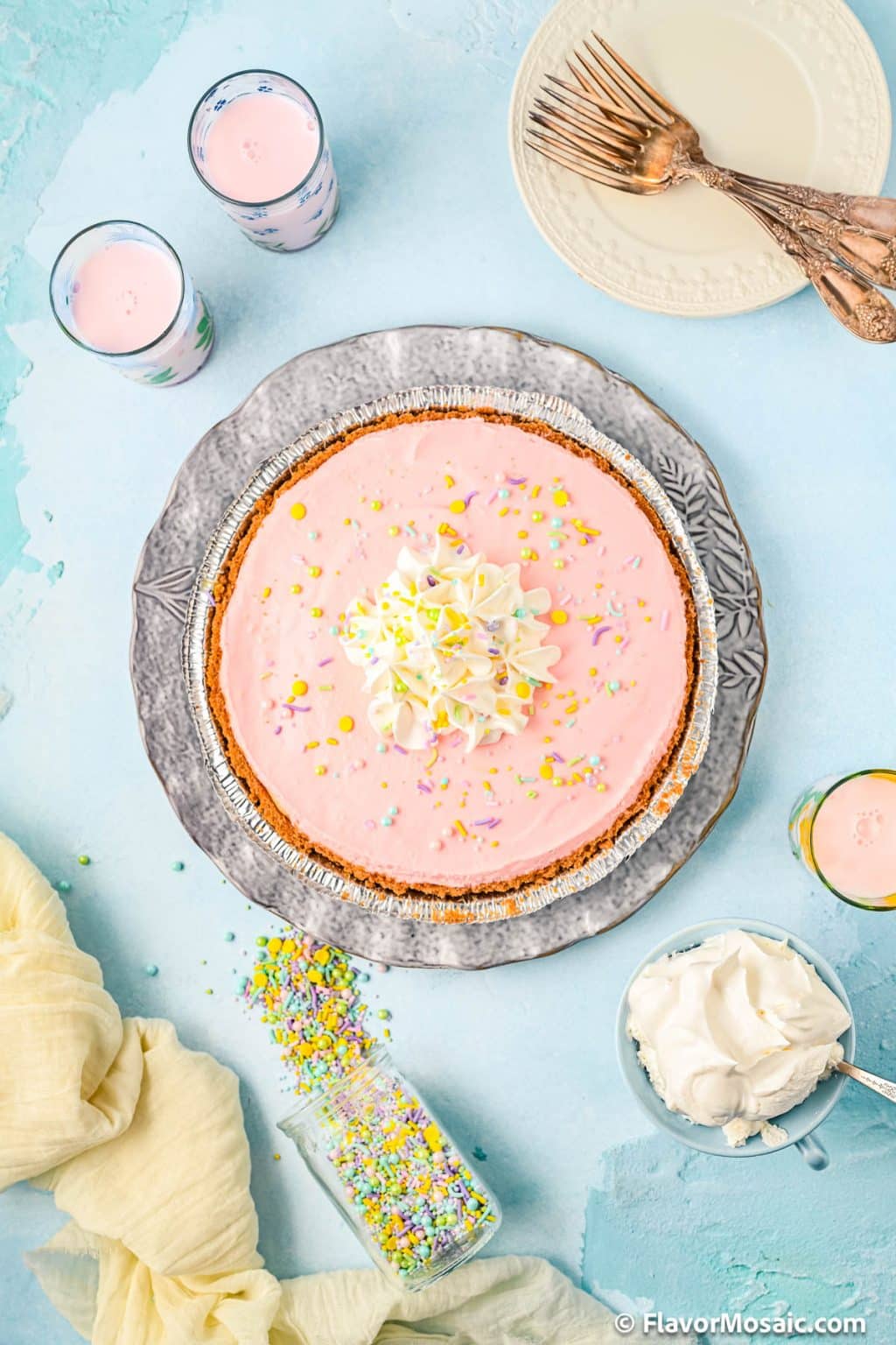 Rainbow No Bake Cream Cheese Pie - Flavor Mosaic