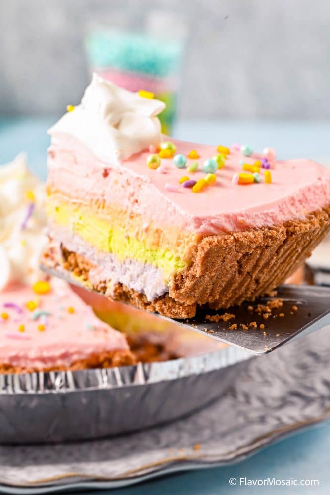 Rainbow No Bake Cream Cheese Pie - Flavor Mosaic