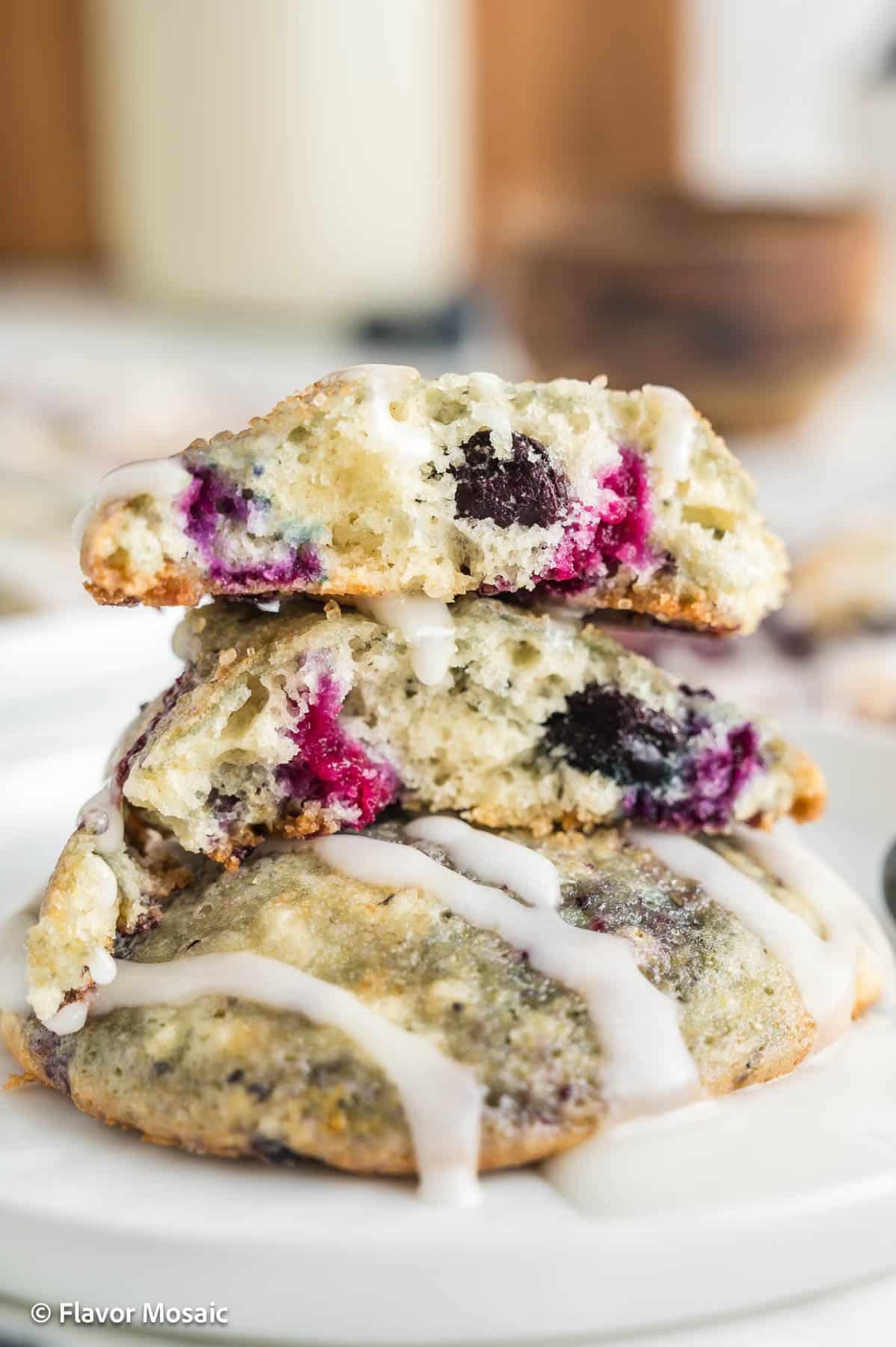 Blueberry Muffin Cookies Recipe with Lemon Glaze - Flavor Mosaic